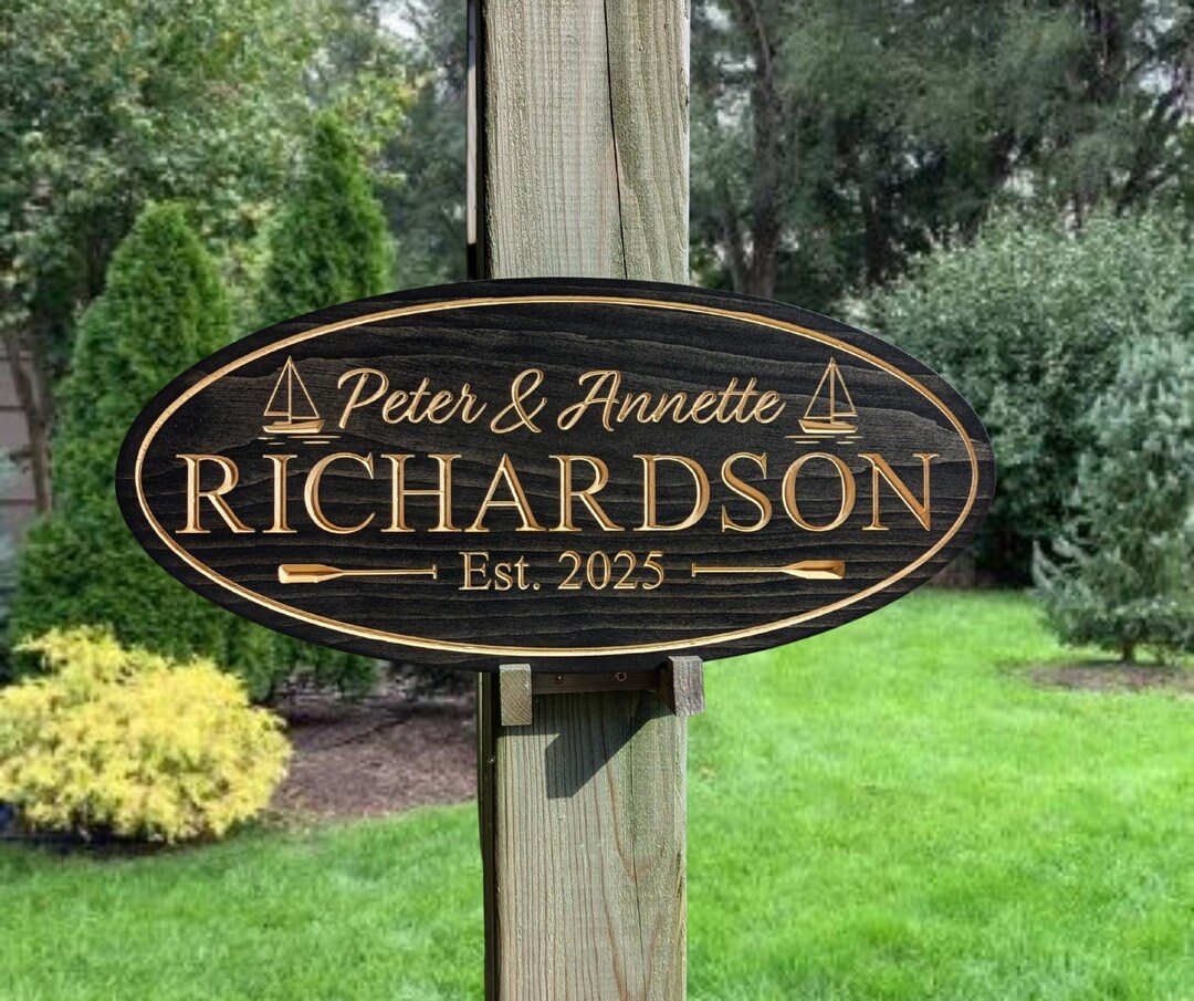 Personalized Carved Wood Sailboat Sign: Outdoor Cabin Decor - Etsy