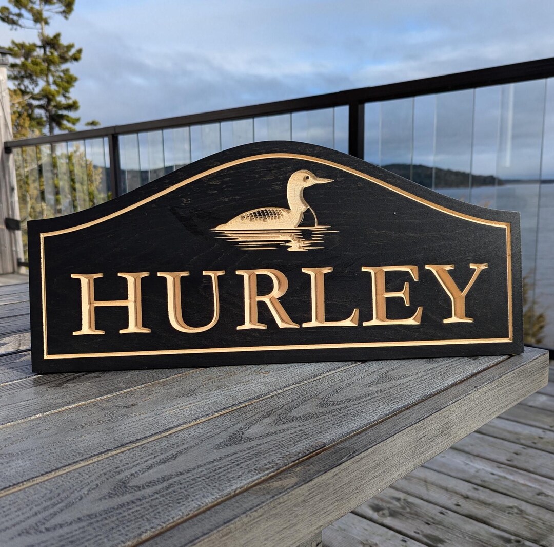 Custom Wooden Loon Sign, Outdoor Wooden Sign, Personalized Sign, Carved ...
