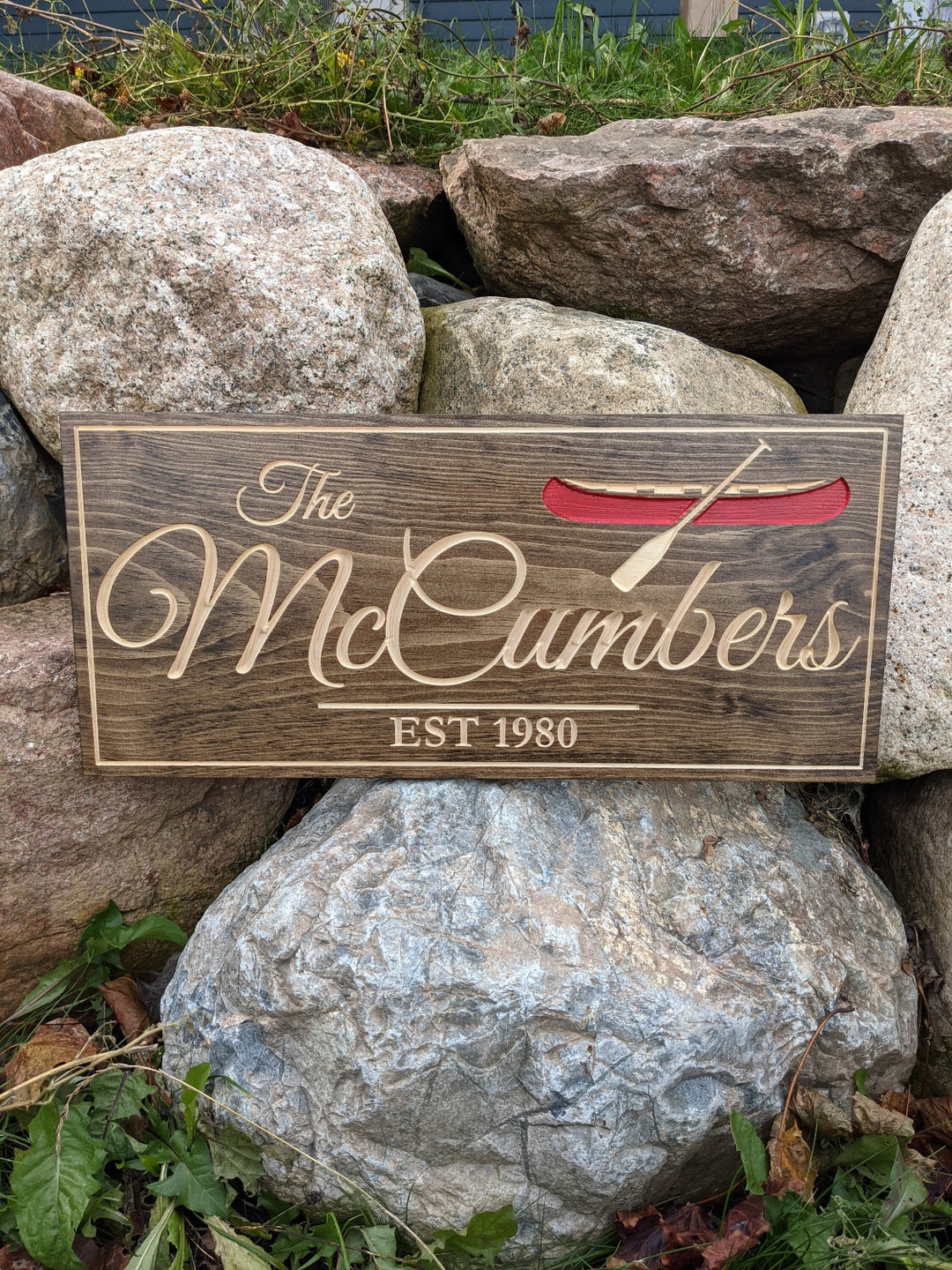 Canoe Family Name Sign for Homes or Cottages - Etsy