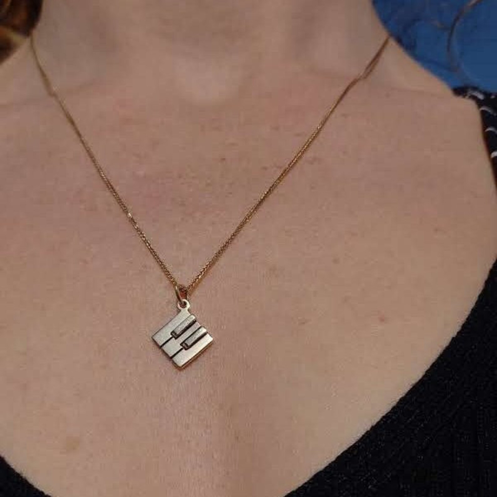 Piano Keyboards Pendant Necklace 14k Gold - Etsy