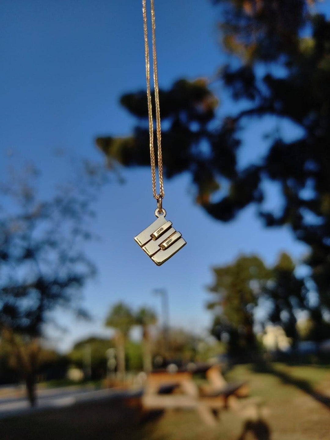 Piano Keyboards Pendant Necklace 14k Gold - Etsy