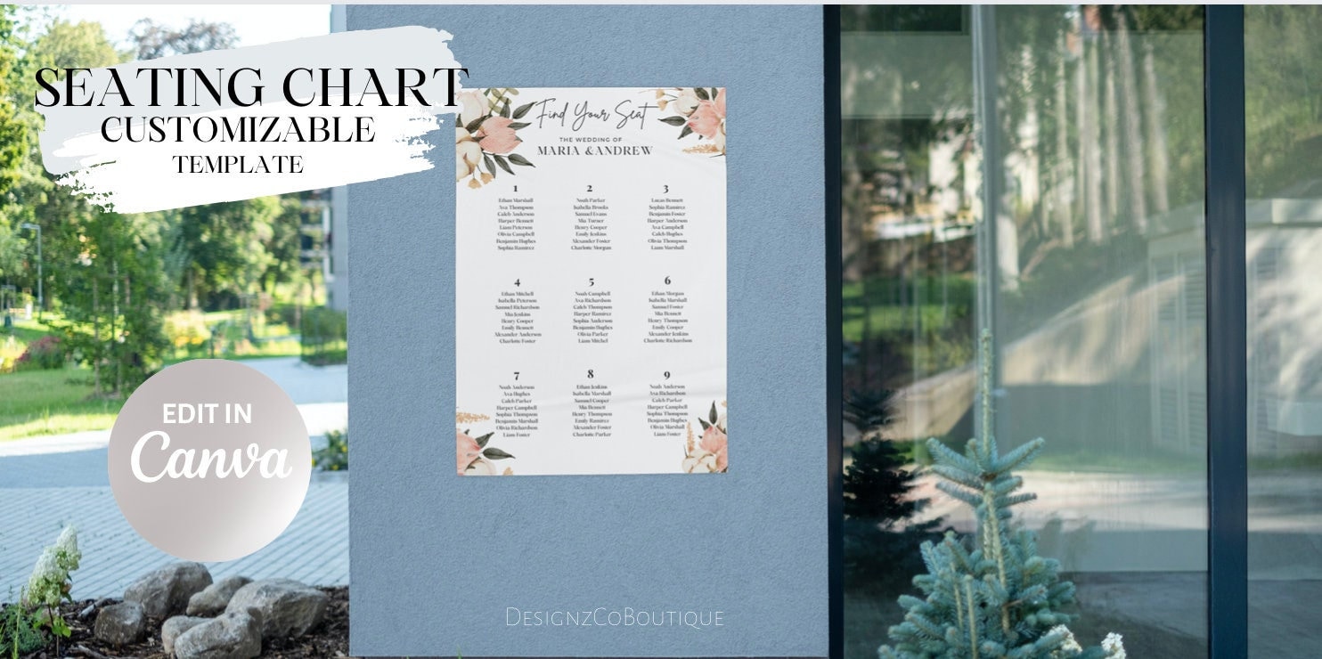 Seating Chart Template Editable Instant Download Seating - Etsy