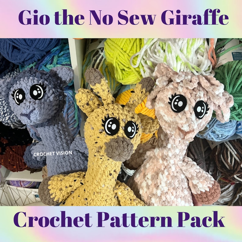 Gio the No Sew Giraffe Crochet Pattern Pack - Etsy