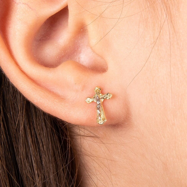Gold Cross Earrings - Etsy