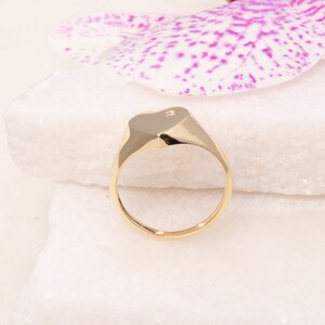 Heart Signet Ring, 14K Solid Gold, Custom Statement Ring, CZ Heart Ring, Love You Ring ...