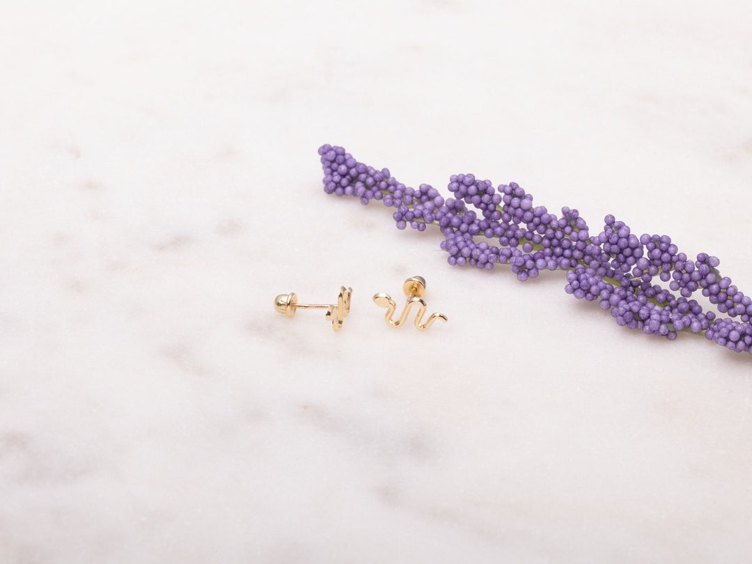 Cool Gold Snake Studs 14K Real Gold Studs Solid Gold - Etsy