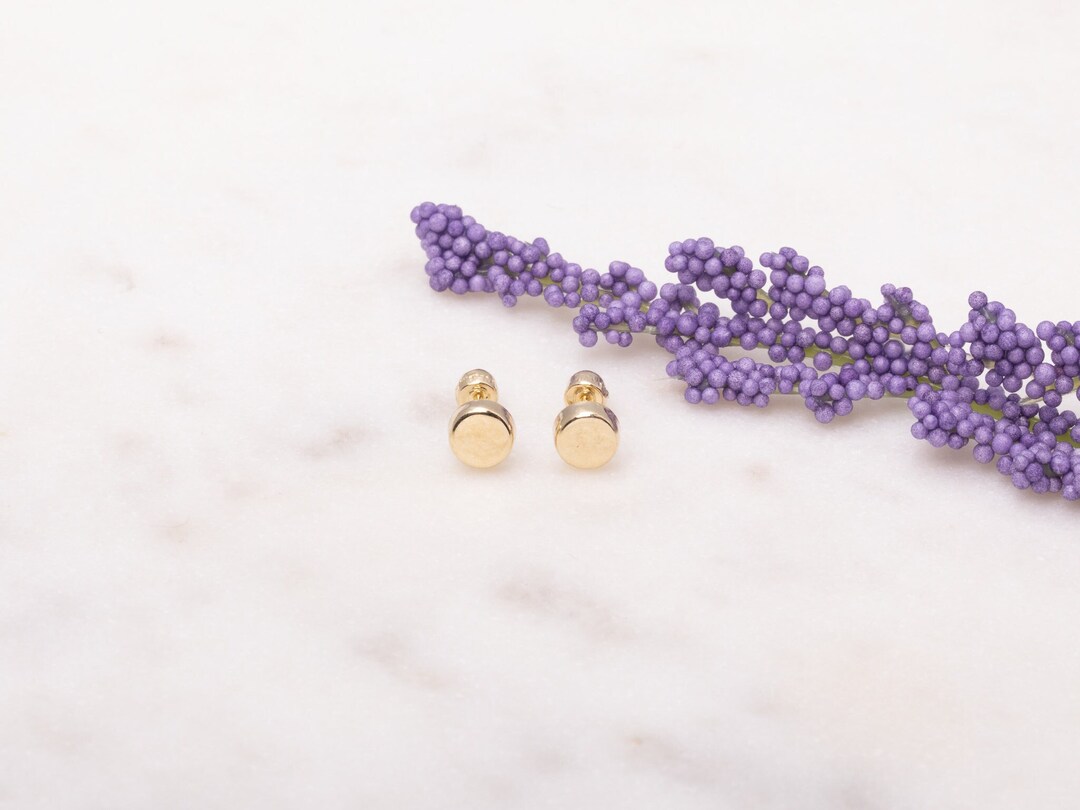 Simple Round Studs, Minimalist Gold Studs, Plain Gold Earrings, Gold ...