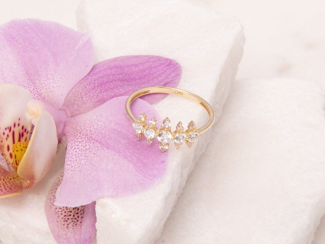 Oval Cluster Ring, CZ Cluster Ring, Multi Stone Ring, 14k Gold, Gift ...