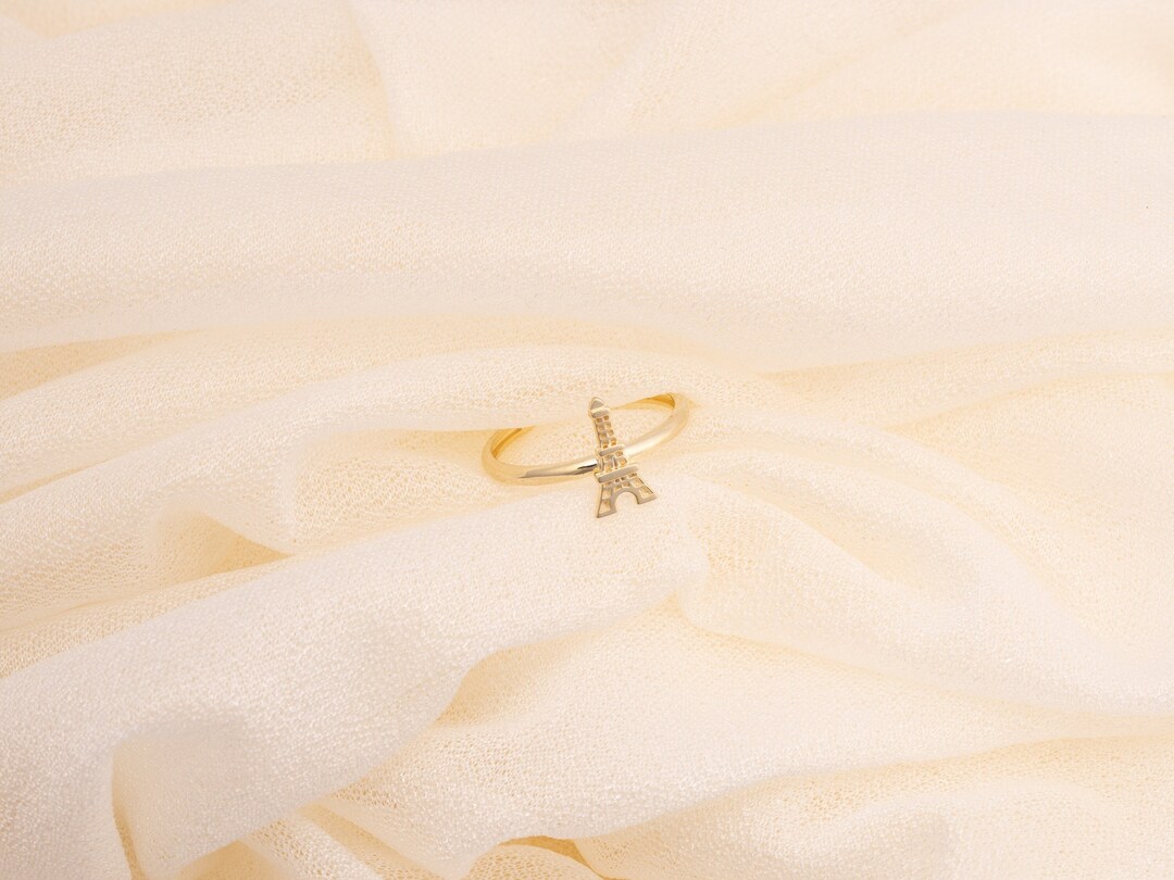 14K Solid Yellow Gold Eiffel Tower Ring: Paris Jewelry Gift - Etsy