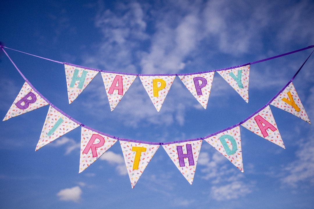 Happy Birthday Bunting Banner, Bunting, Fiber Art, Pennant, Festive ...