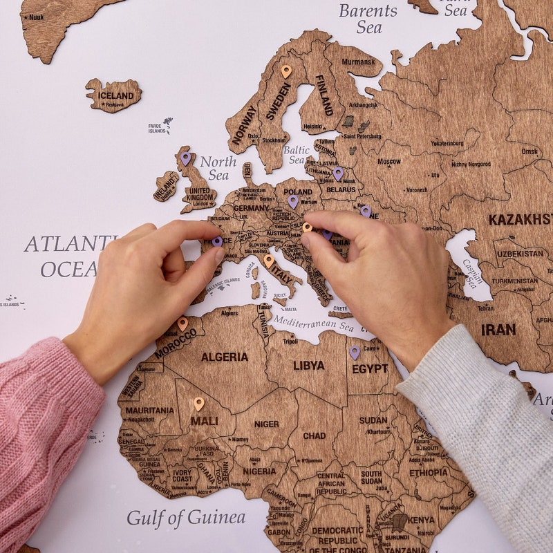 World Map Push Pin - Etsy