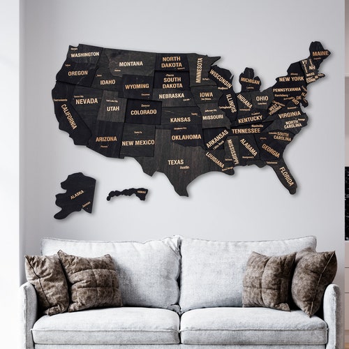 US Wood Map of United States Wooden USA Map - Etsy