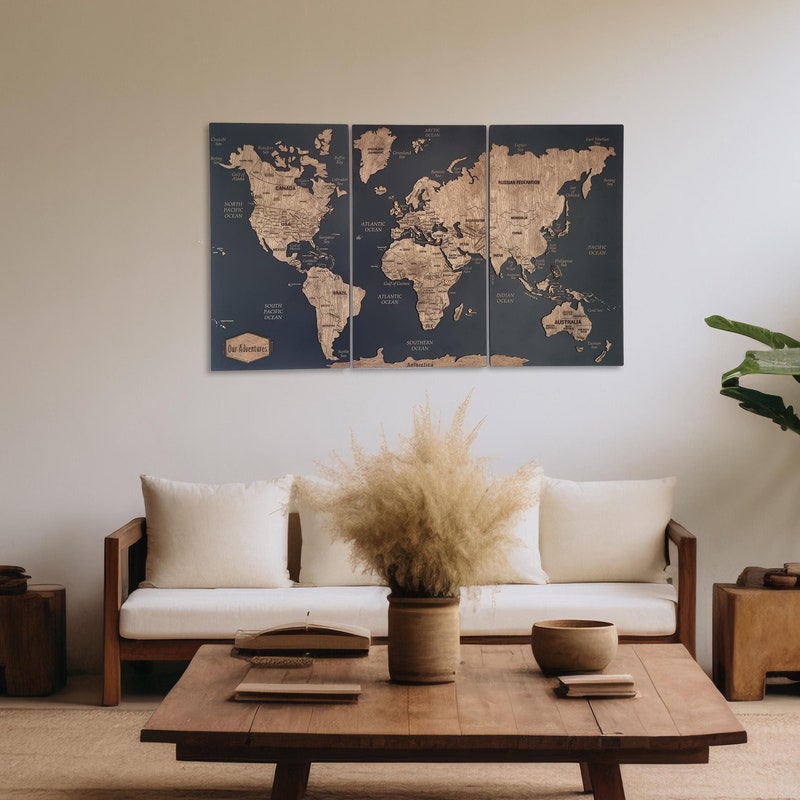 Wooden World Map - Etsy