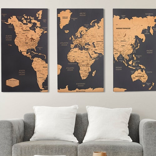 World Cork Map Push Pin Wall Map Wall Art Decor - Etsy