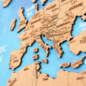 World Map Push Pin Wall Art Cork World Map Board Wooden - Etsy