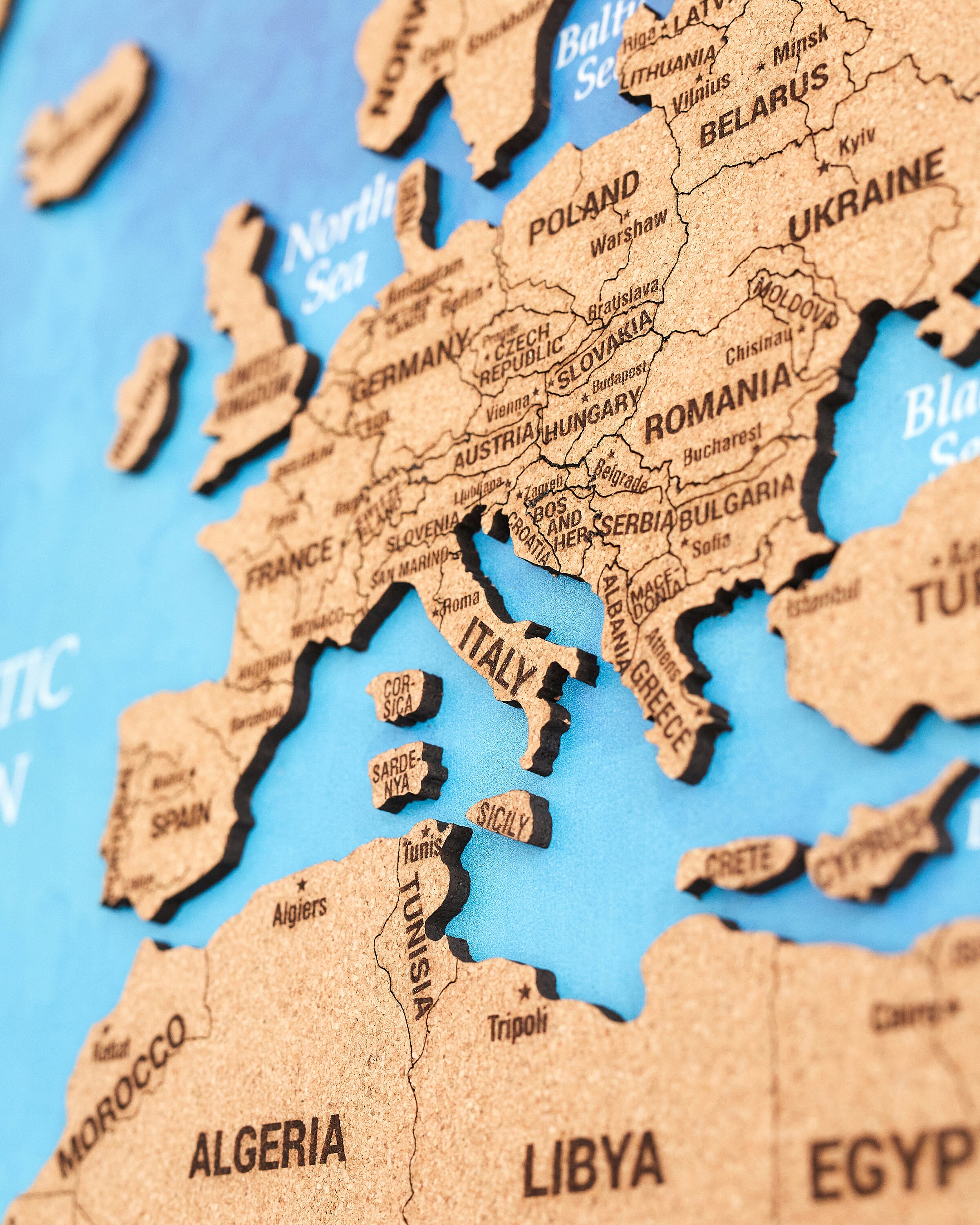 World Map Push Pin Wall Art Cork World Map Board Wooden - Etsy UK