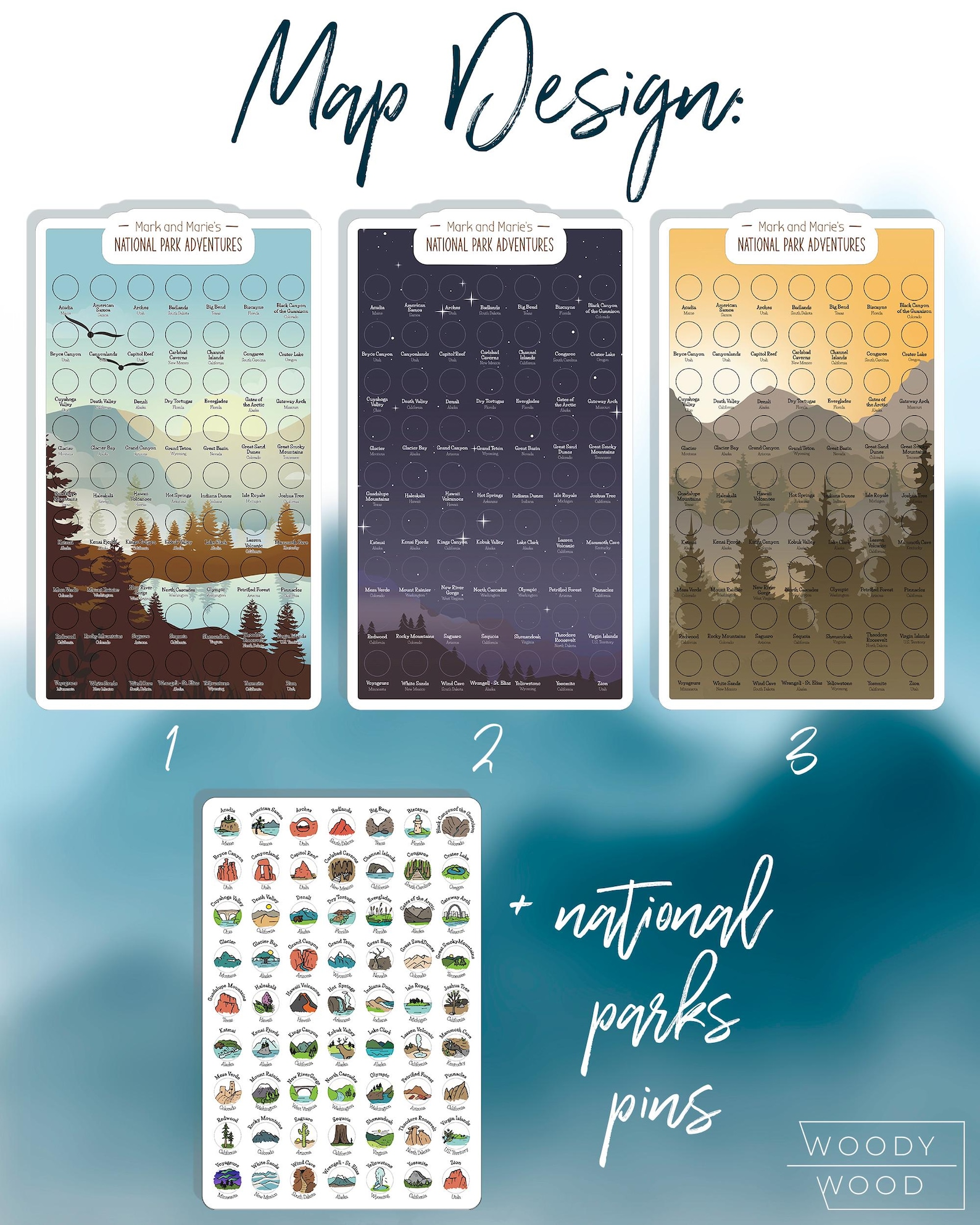 National Park Travel Map With Pins, USA Map Shelf Decor 5th Anniversary ...