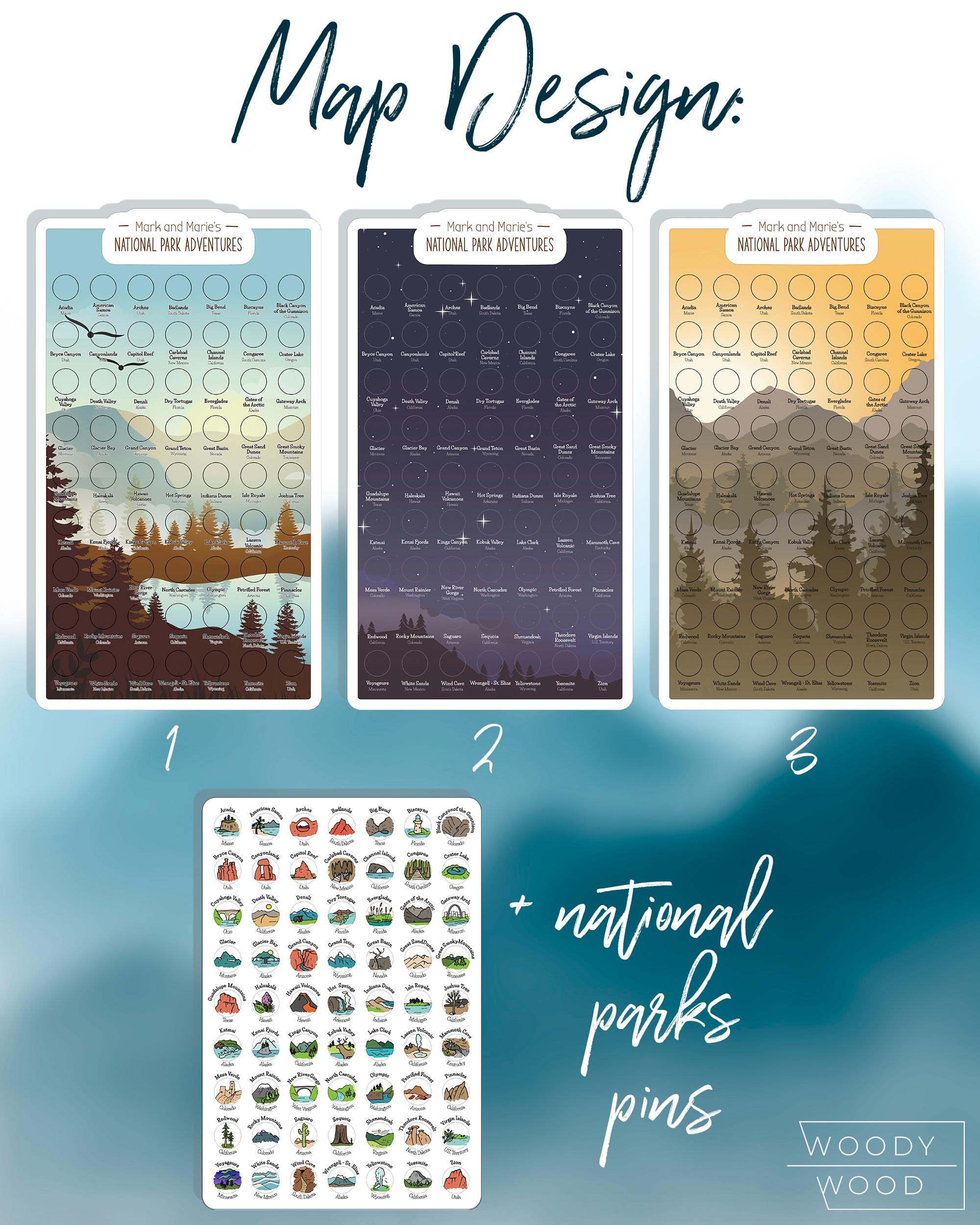 National Park Travel Map With Pins, USA Map Shelf Decor 5th Anniversary ...