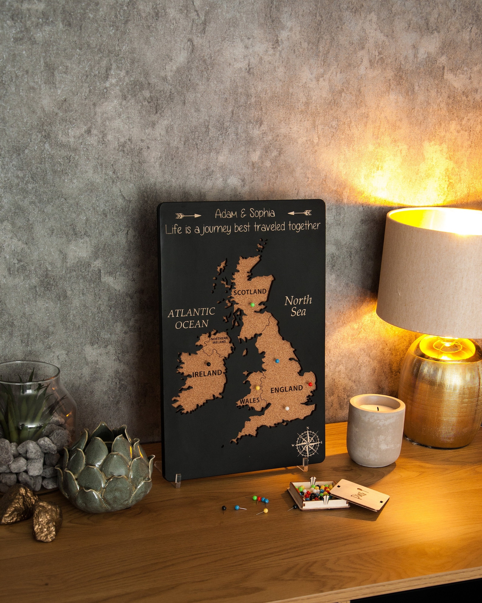 Wooden England Travel Map Personalized Traveling Map of UK - Etsy