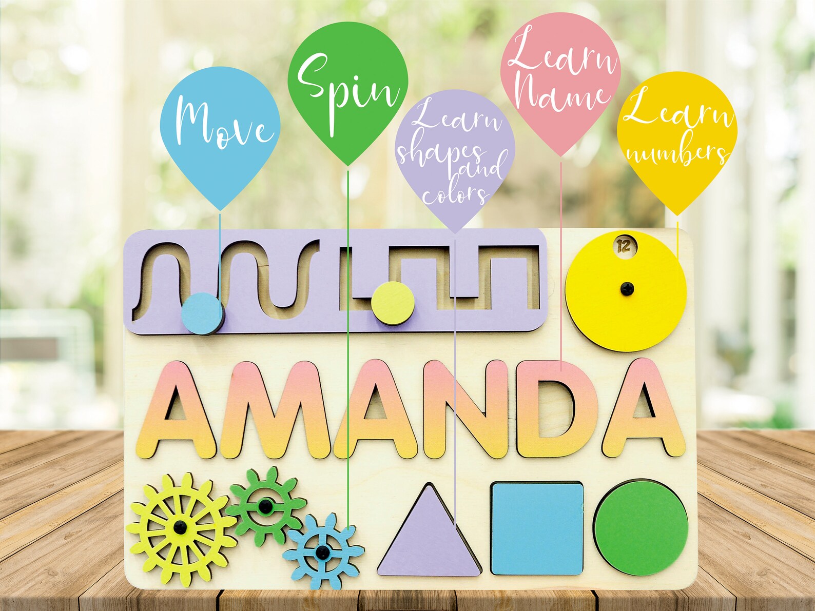 Personalized Busy Board Wooden Name Puzzle Baby Learning Board | Etsy