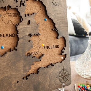 Wooden England Travel Map, Personalized Traveling Map of UK, Couples ...