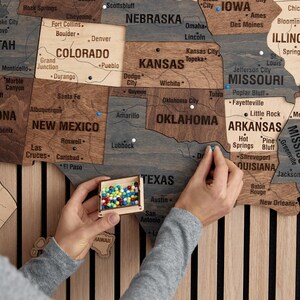 United States Map Wood Wall Decor, USA Travel Map Apartment Decor 5th ...