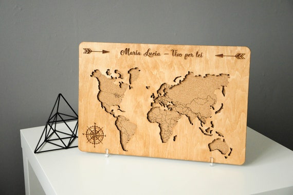 Cork Map of the World Map Push Pin Wooden World Map Pin - Etsy