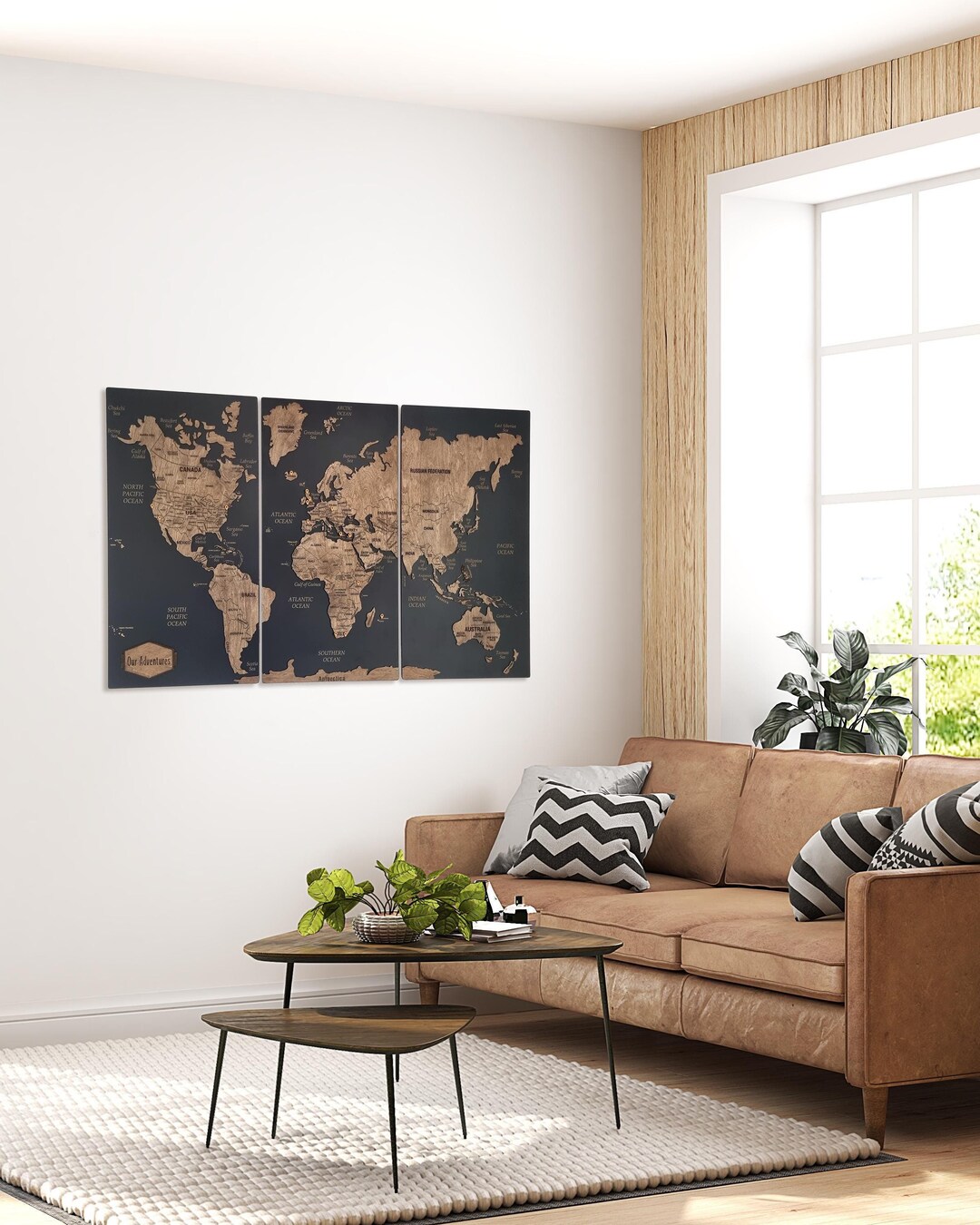Wooden World Map Wall Art Push Pin Travel Map With Pins, Apartment ...