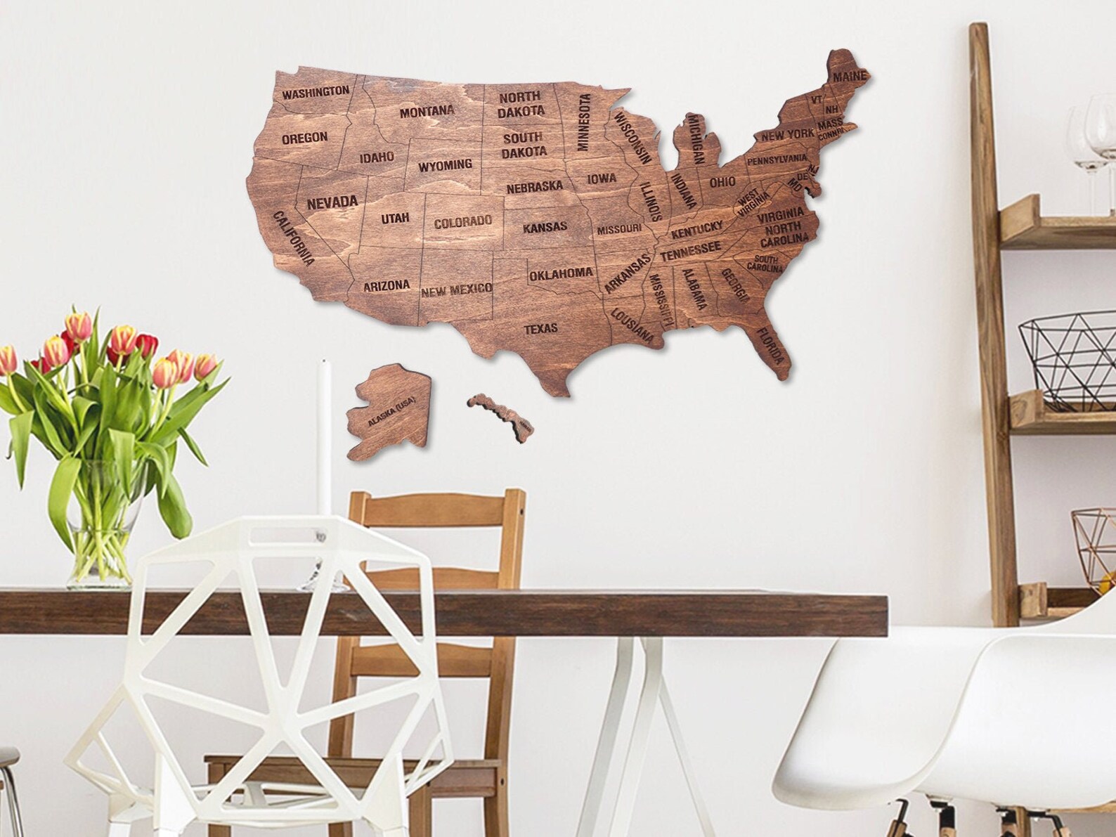 Wood Map of United States, Large Wooden Wall Art US Map, United States ...
