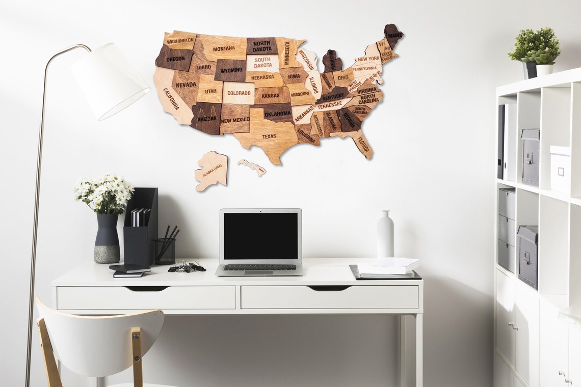 USA Map Wood Map of United States Wall Art US Map Travel | Etsy
