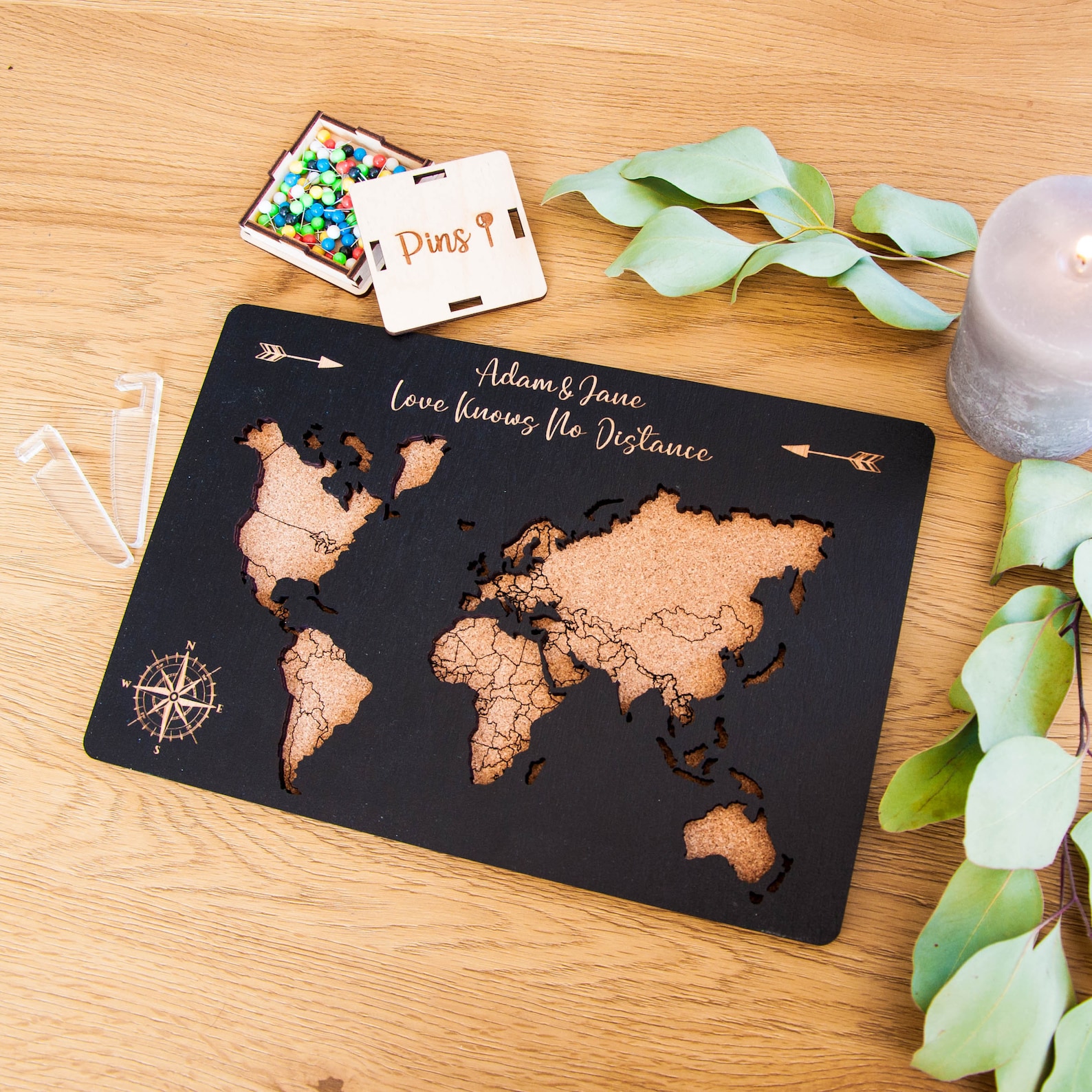 Push Pin Cork Travel World Map for Couples Gifts Wooden - Etsy