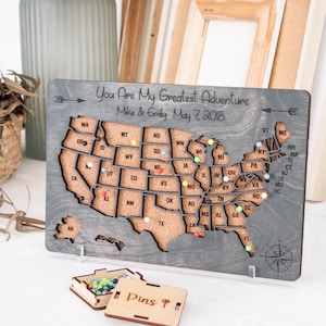 USA Push Pin Map Sympathy Gifts, United States Travel Map Shelf Decor ...