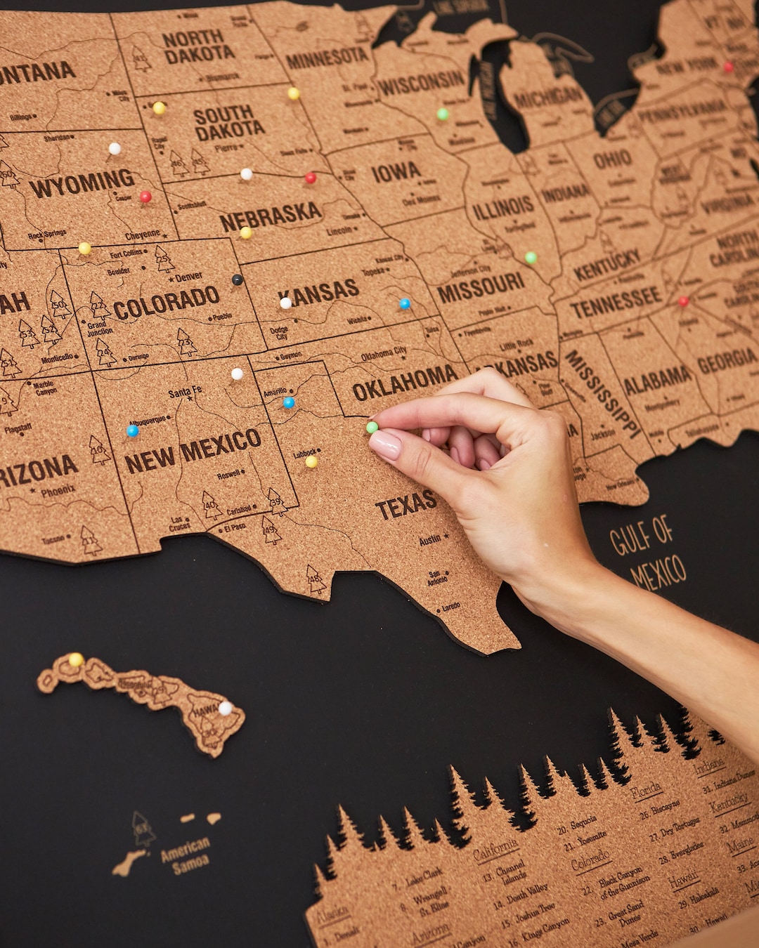 National Parks Travel Map, USA Map Wooden Map Wall Art, Personalized ...