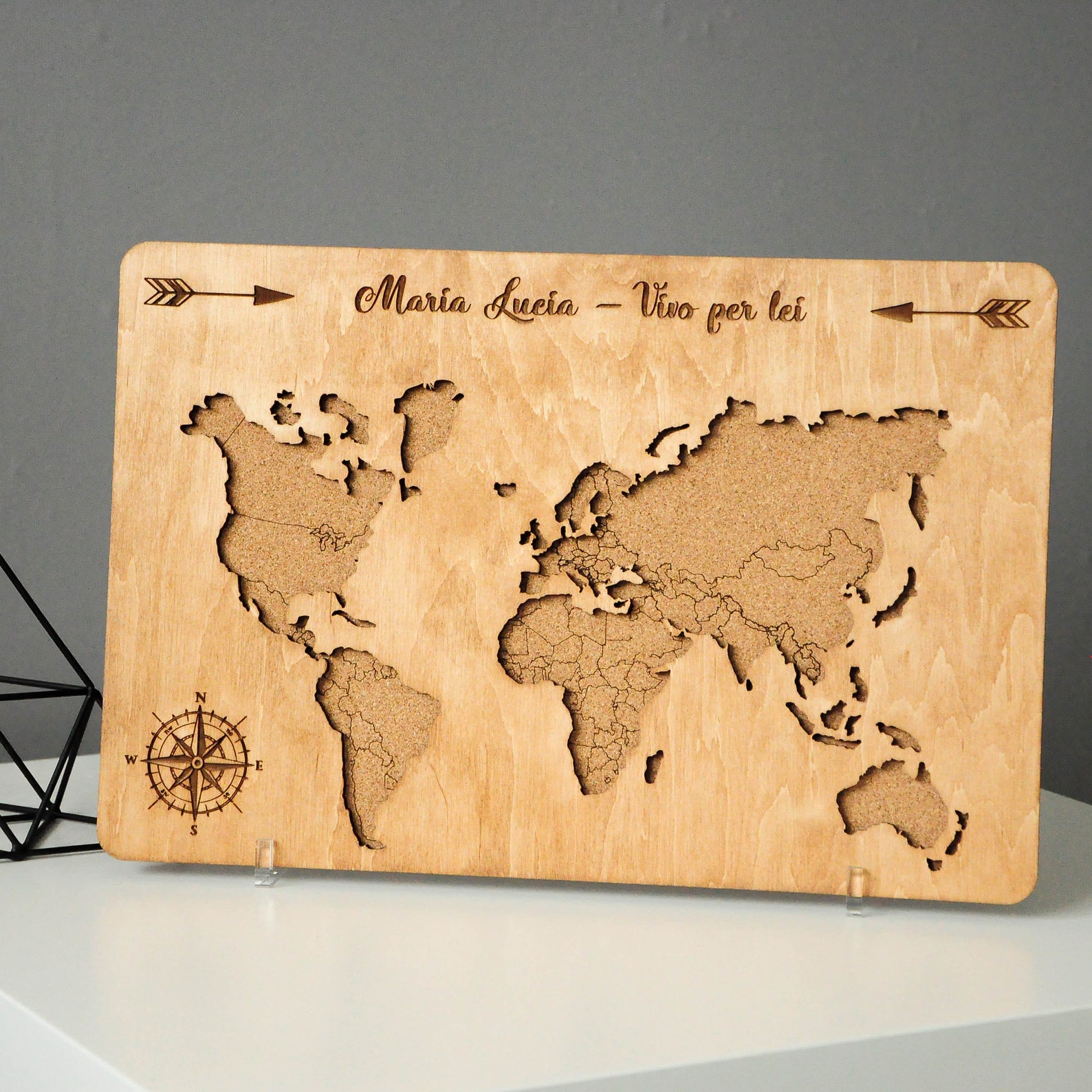 World Map Push Pin, Cork Board Wooden World Map, Custom Travel Map ...