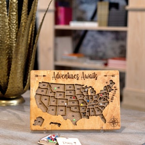 USA Push Pin Map Sympathy Gifts, United States Travel Map Shelf Decor ...