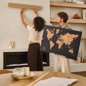 World Map Push Pin Travel Map With Pins, Wooden World Map Wall Art ...
