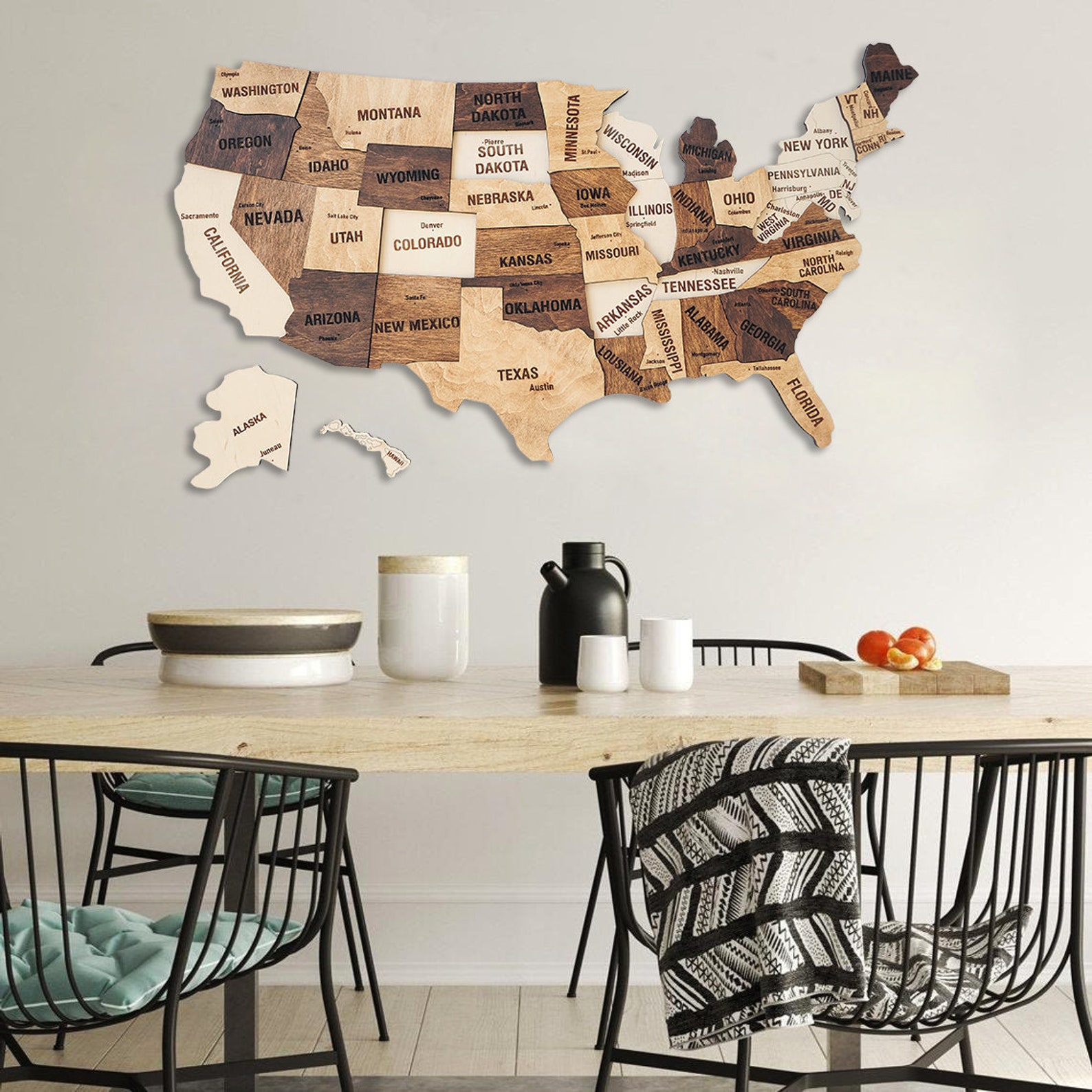US Wood Map of United States Wooden USA Map | Etsy