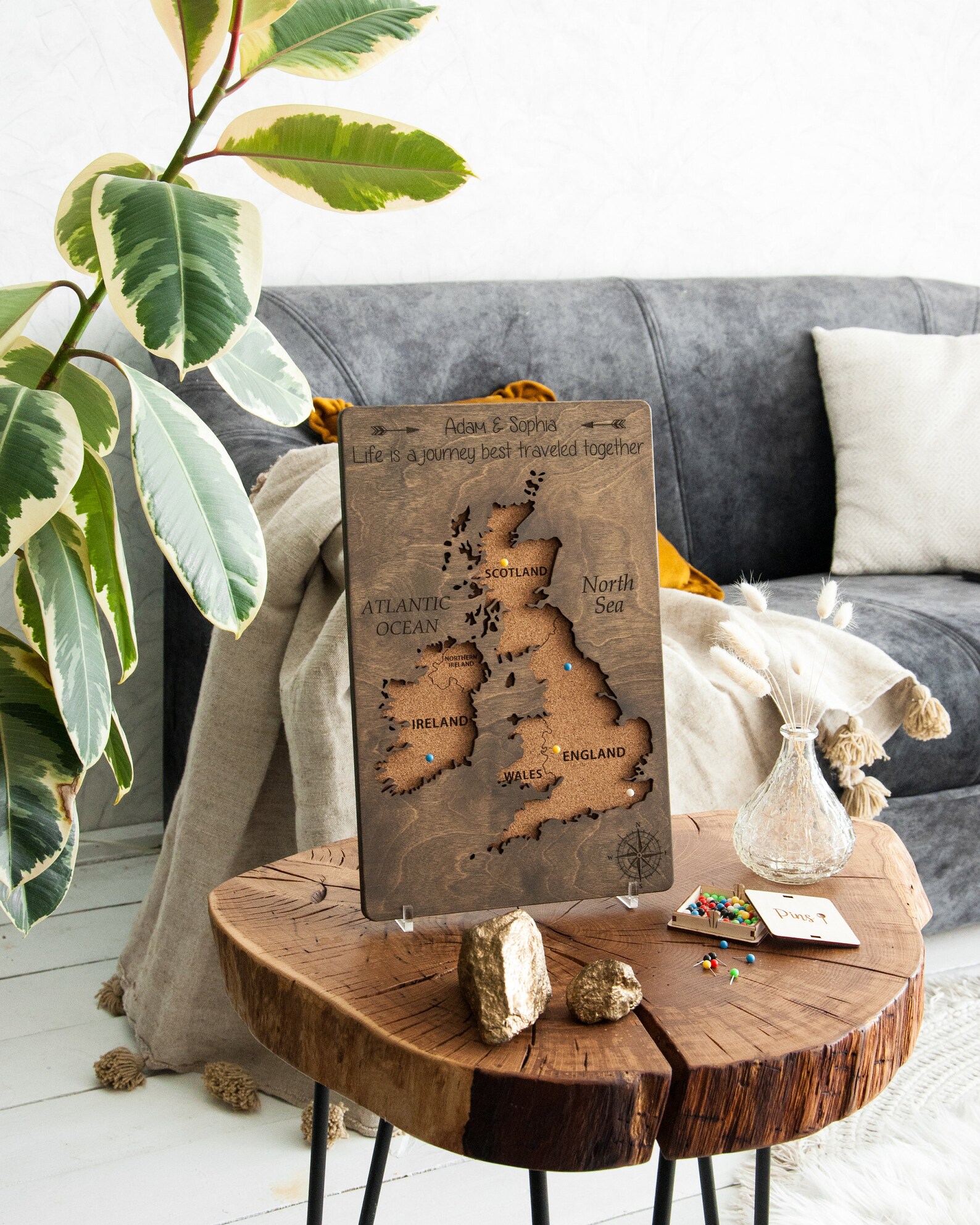 Wooden England Travel Map Personalized Traveling Map of UK - Etsy