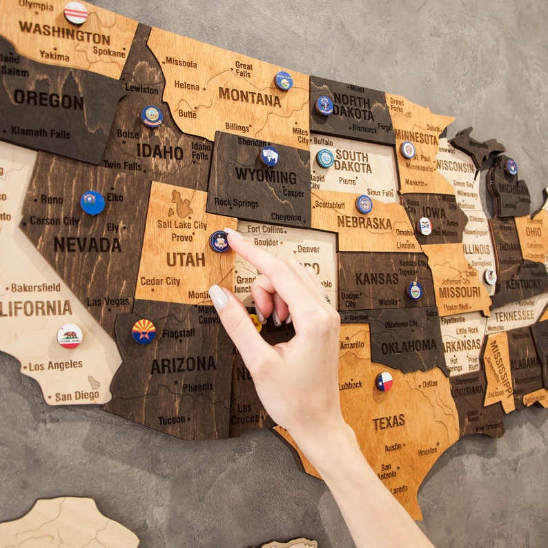 US Wood Map of United States Wooden USA Map - Etsy