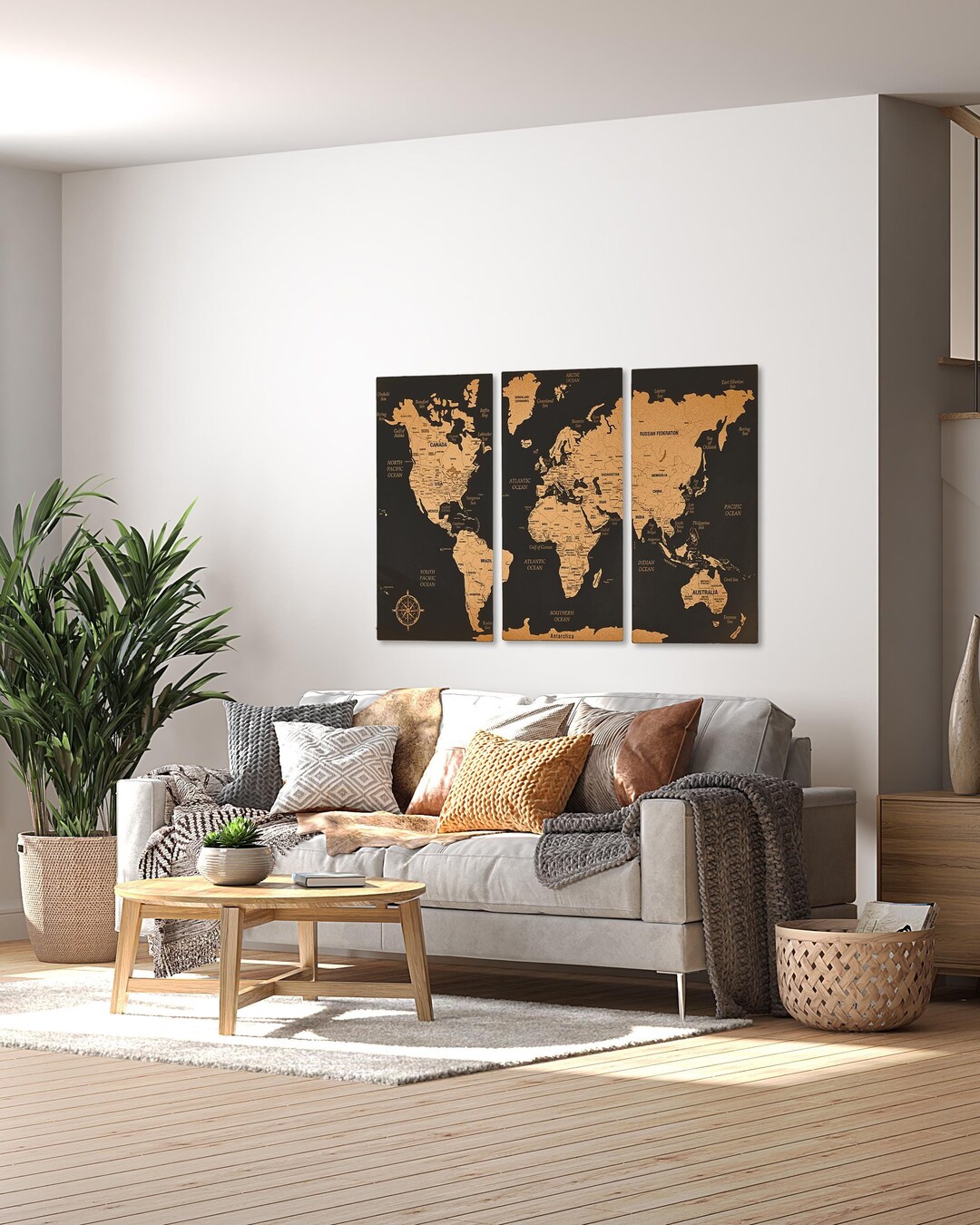 Push Pin World Map Wall Art, 3d Wooden World Map Apartment Decor ...