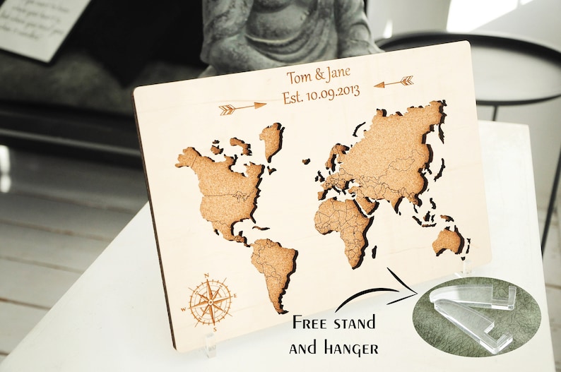 Push Pin Cork Travel World Map for Couples Gifts Wooden - Etsy