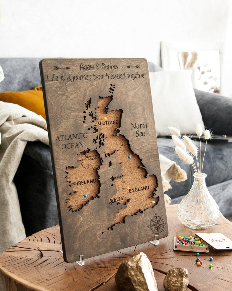Wooden England Travel Map Personalized Traveling Map of UK - Etsy
