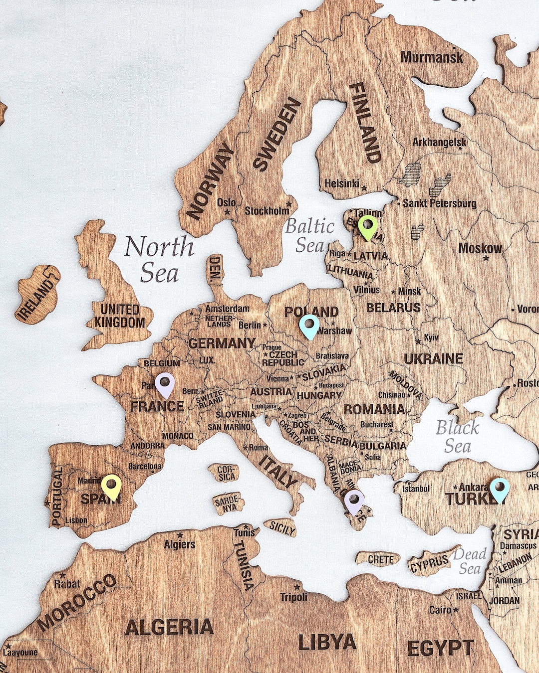 World Map Wall Art With FREE Pins, Travel World Map Push Pin Board ...