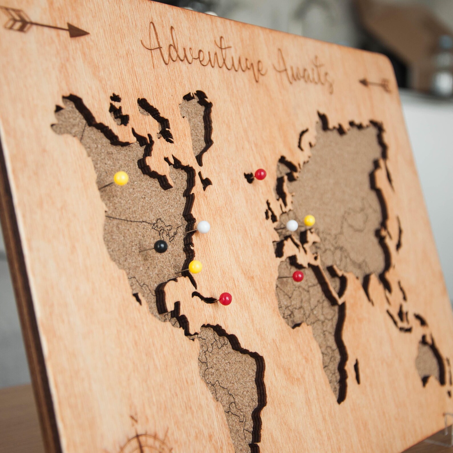 Push Pin World Map With Pins, Couples Travel Map Pin Board, Home ...