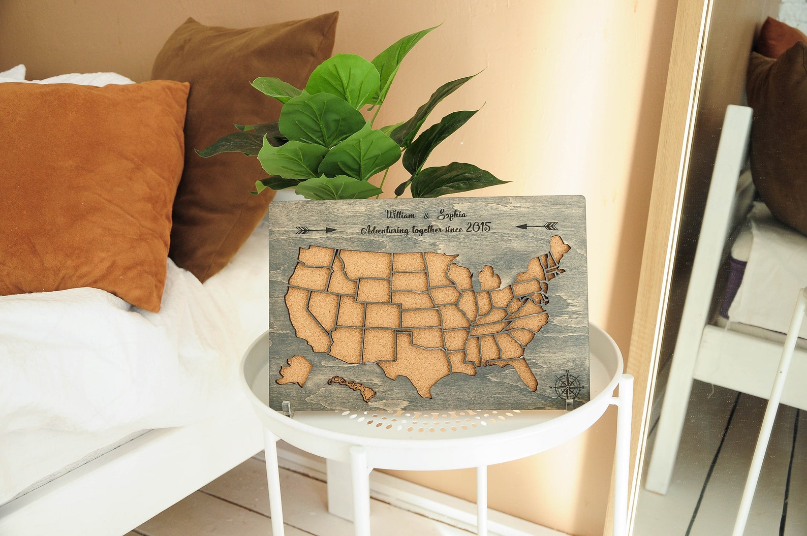 Wood USA Map Wooden US Travel Map for Couples Push Pin - Etsy