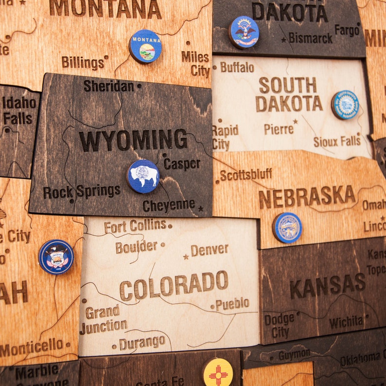 USA States Flags Push Pins - Etsy