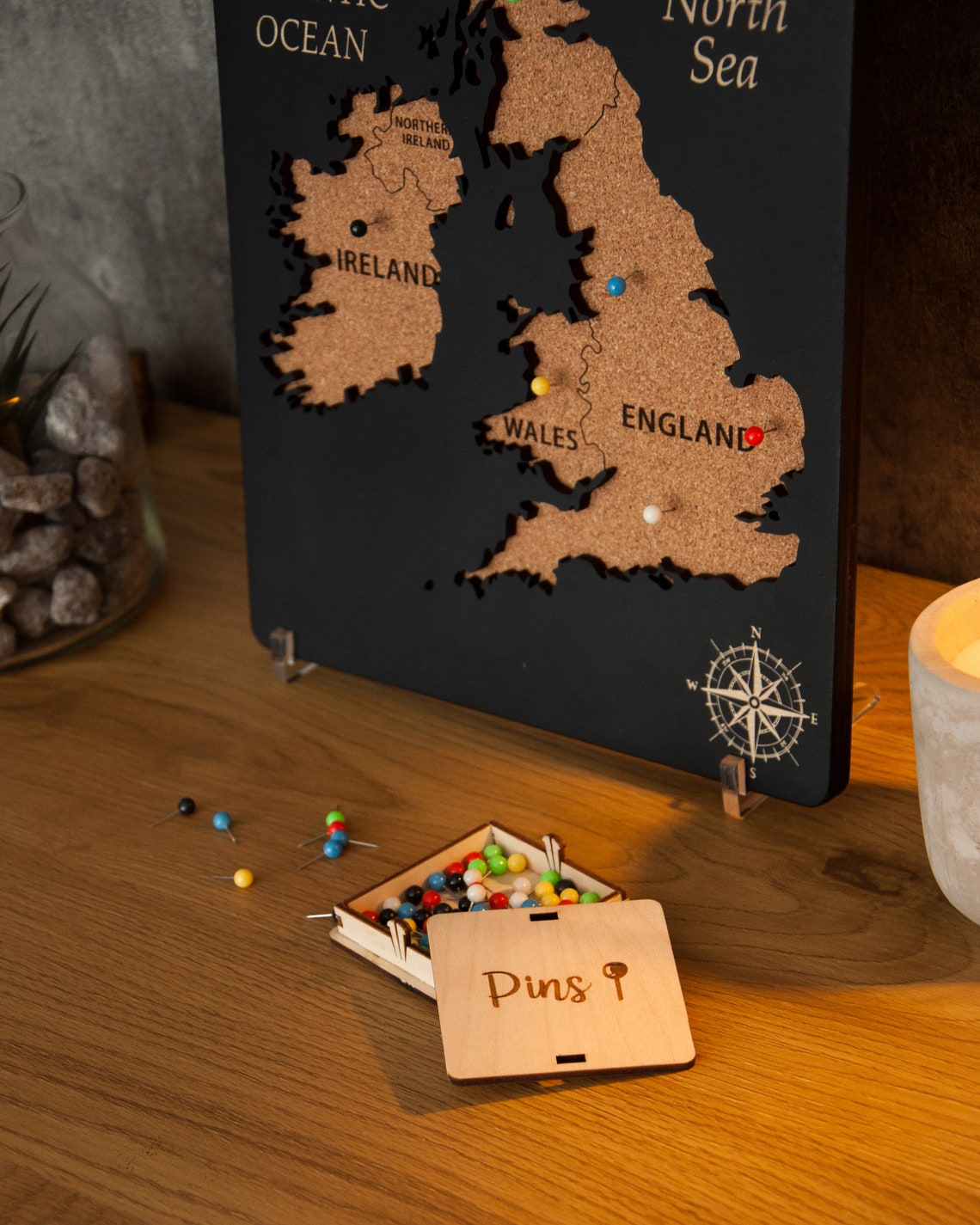 Wooden England Travel Map, Personalized Traveling Map of UK, Couples ...