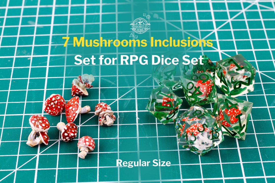 7 Mushrooms Inclusion Set for RPG Dice Crafting, 3D Printed and Painted ...