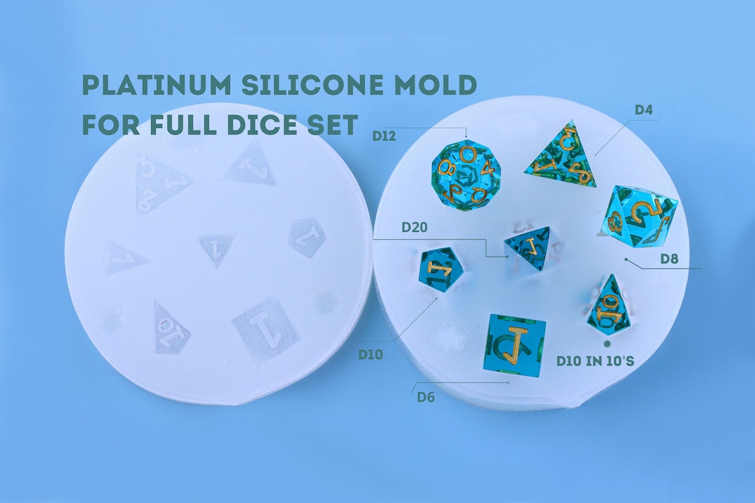 RPG Dice Set Mold, for Custom Sharp Edge 7 Dice Set - Reusable Silicone ...