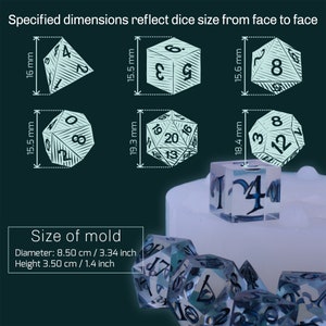 Silicone Mold RPG Dice Set - 7 Sharp Edge Dice Set - Reusable Silicone ...